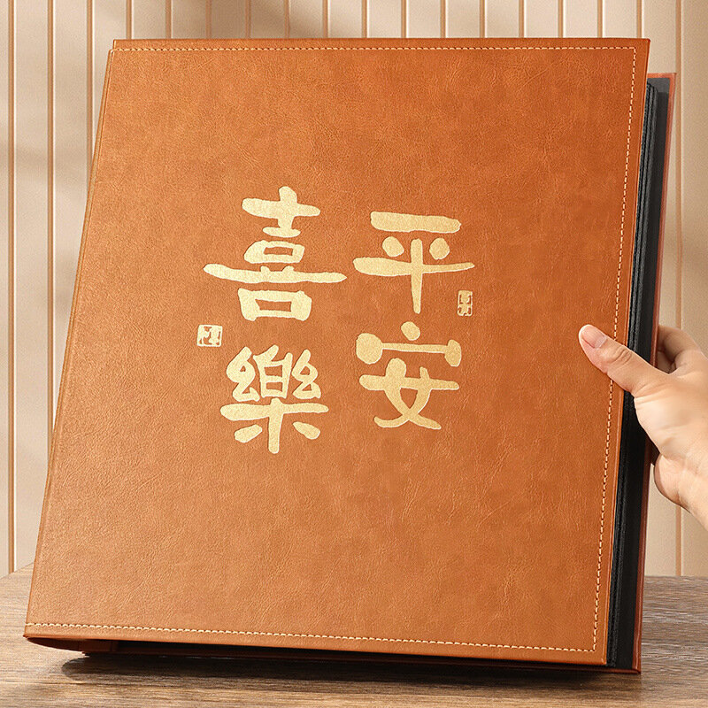 Фотоальбом большой вместимости для пар, семейный фотоальбом, памятный альбом, фотоальбом с проложенными листами, в кожаном переплете.