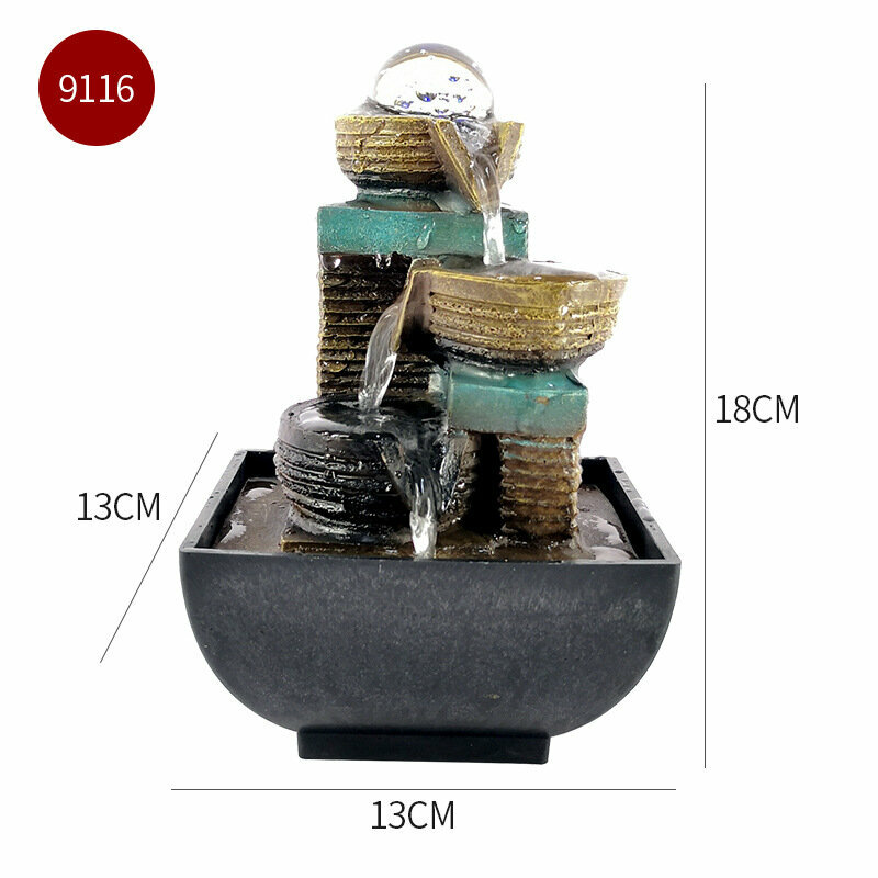 Прямо от производителя: Настольный геометрический фонтан для привлечения богатства, декоративное изделие из смолы в виде шара удачи для гостиной.