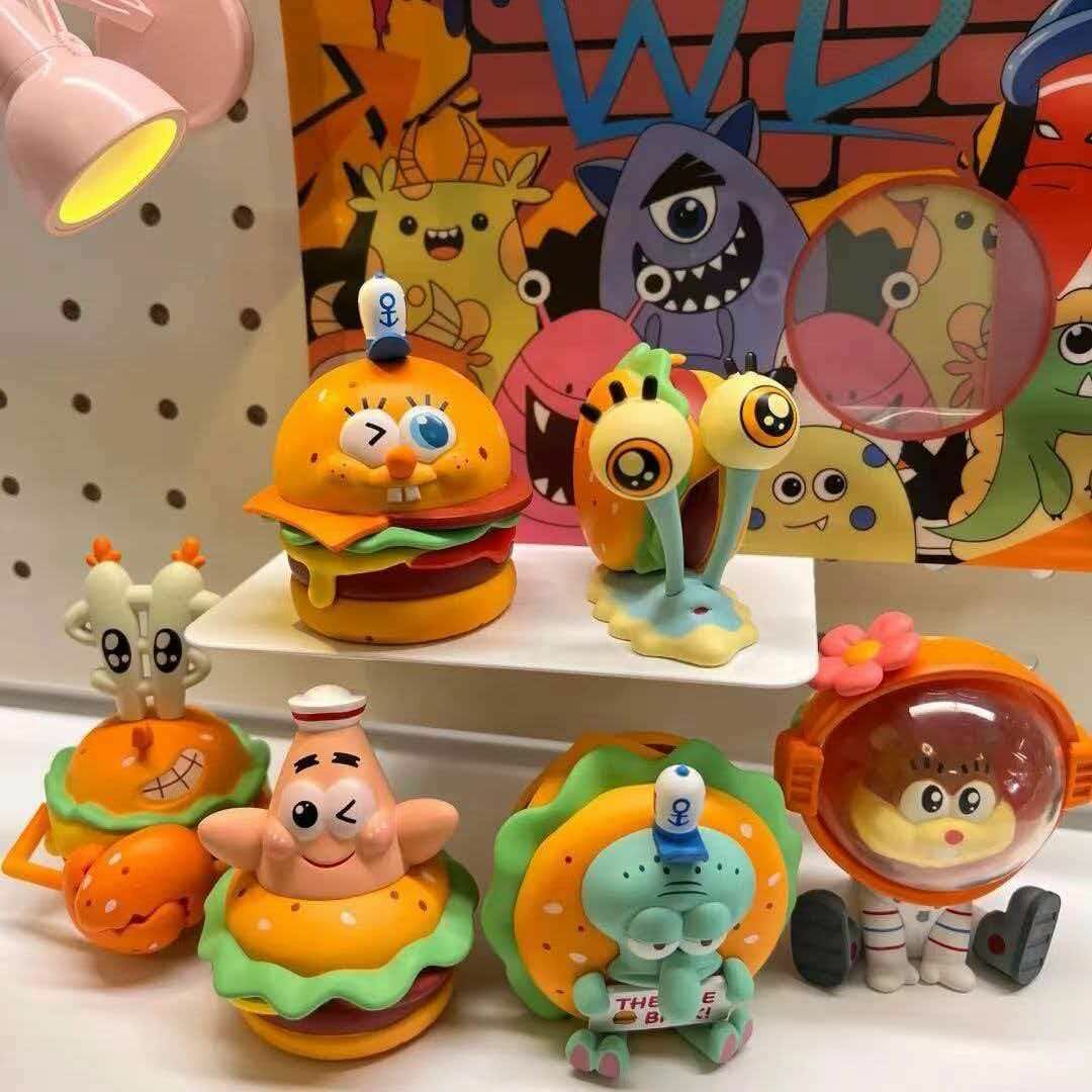 Набор фигурок Губка Боб Спанчбоб, Патрик, Сквидвард, Гэри / SpongeBob 6 шт (8 см) / коробка