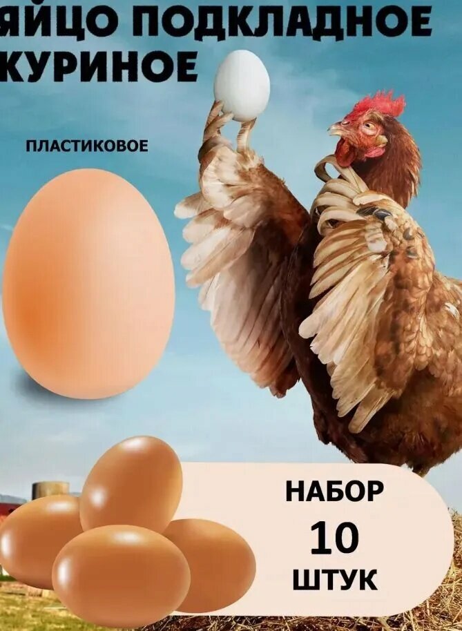 Муляж куриного яйца, Пластиковое куриное яйцо для кур-несушек, искусственное подкладное яйцо 10шт пр-во Турци
