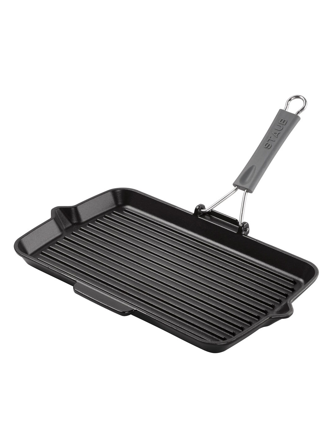 Сковорода-гриль чугунная Staub с силиконовой ручкой 21 x 34 см