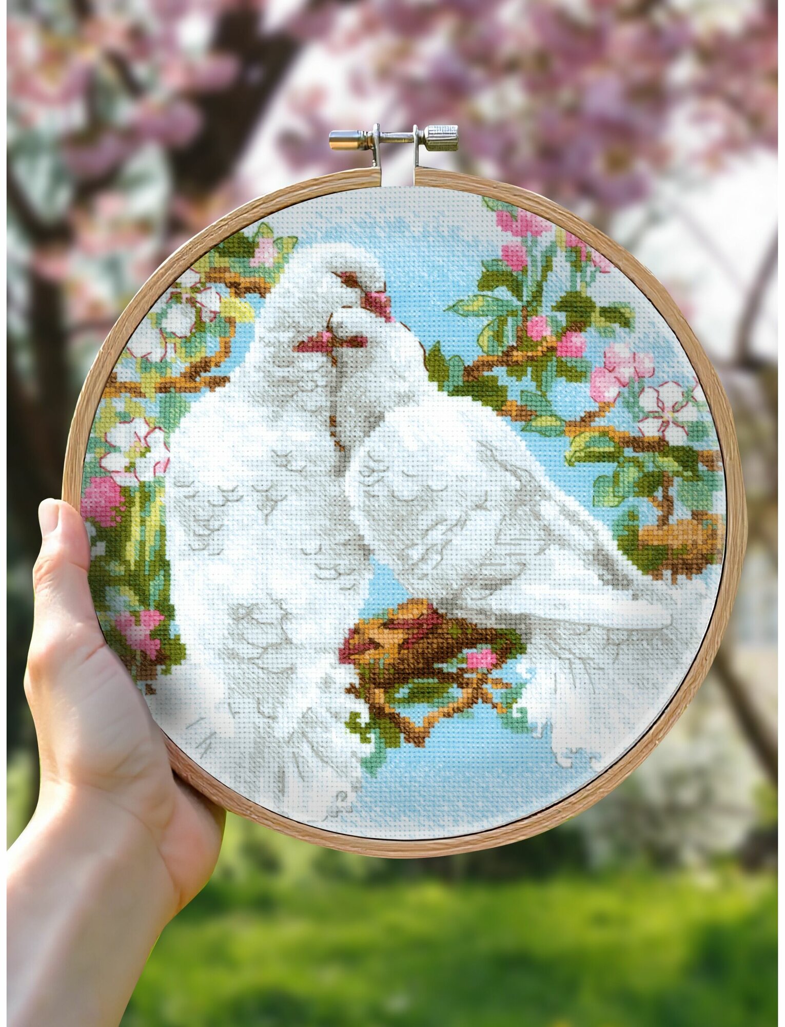 Набор для вышивания крестом Риолис, вышивка крестиком "Белые голуби", 25*25 см, 1856