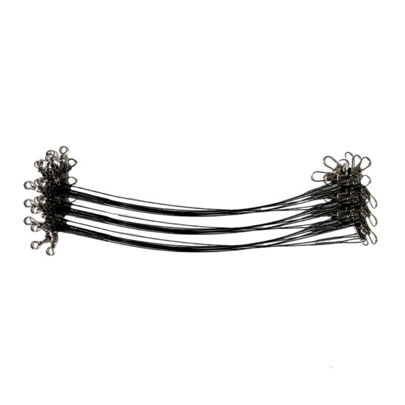 Антизубчатый стальной поводок с вертлюгами, Черный - 25cm