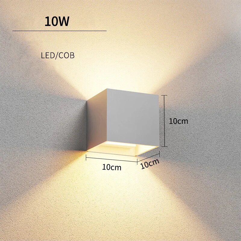 Белый квадратный настенный светильник 10W LED/COB