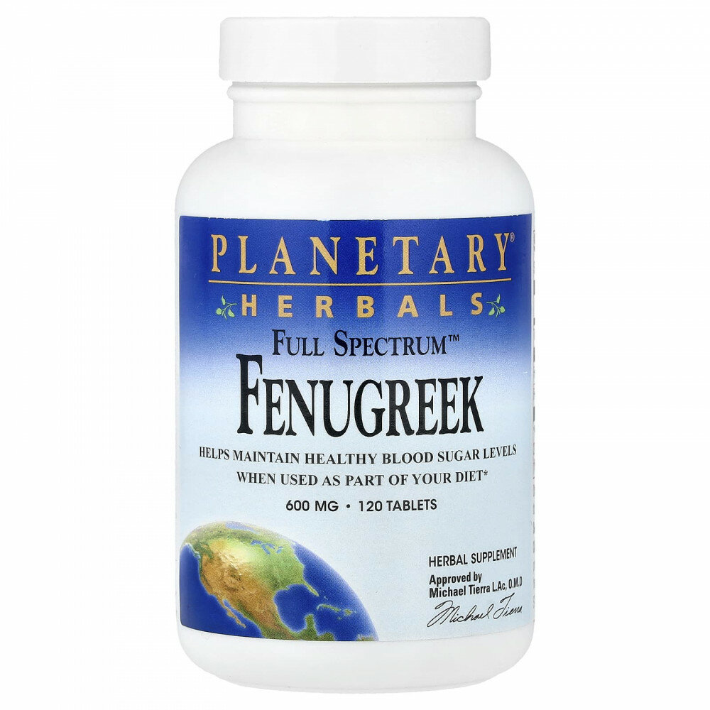 Planetary Herbals, Full Spectrum™, пажитник, 600 мг, 120 таблеток