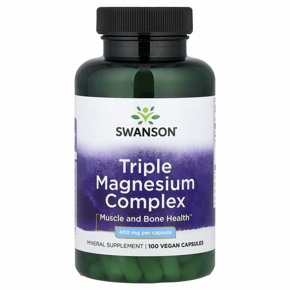 Swanson Vitamins, Комплекс тройного магния, 400 мг, 100 капсул