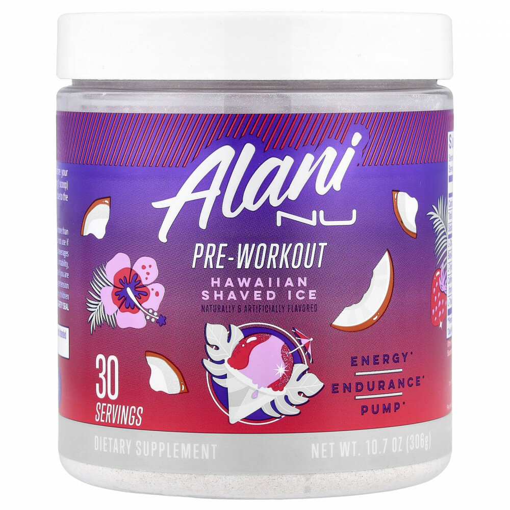 Alani Nu, предтренировочный комплекс, гавайский фруктовый лед, 306 г (10,7 унции)