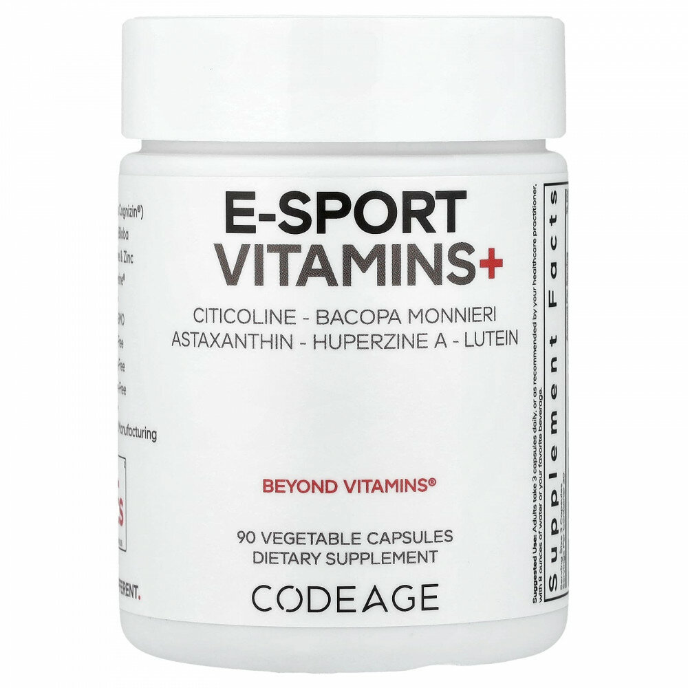 Codeage, E-Sport Vitamins +, 90 растительных капсул
