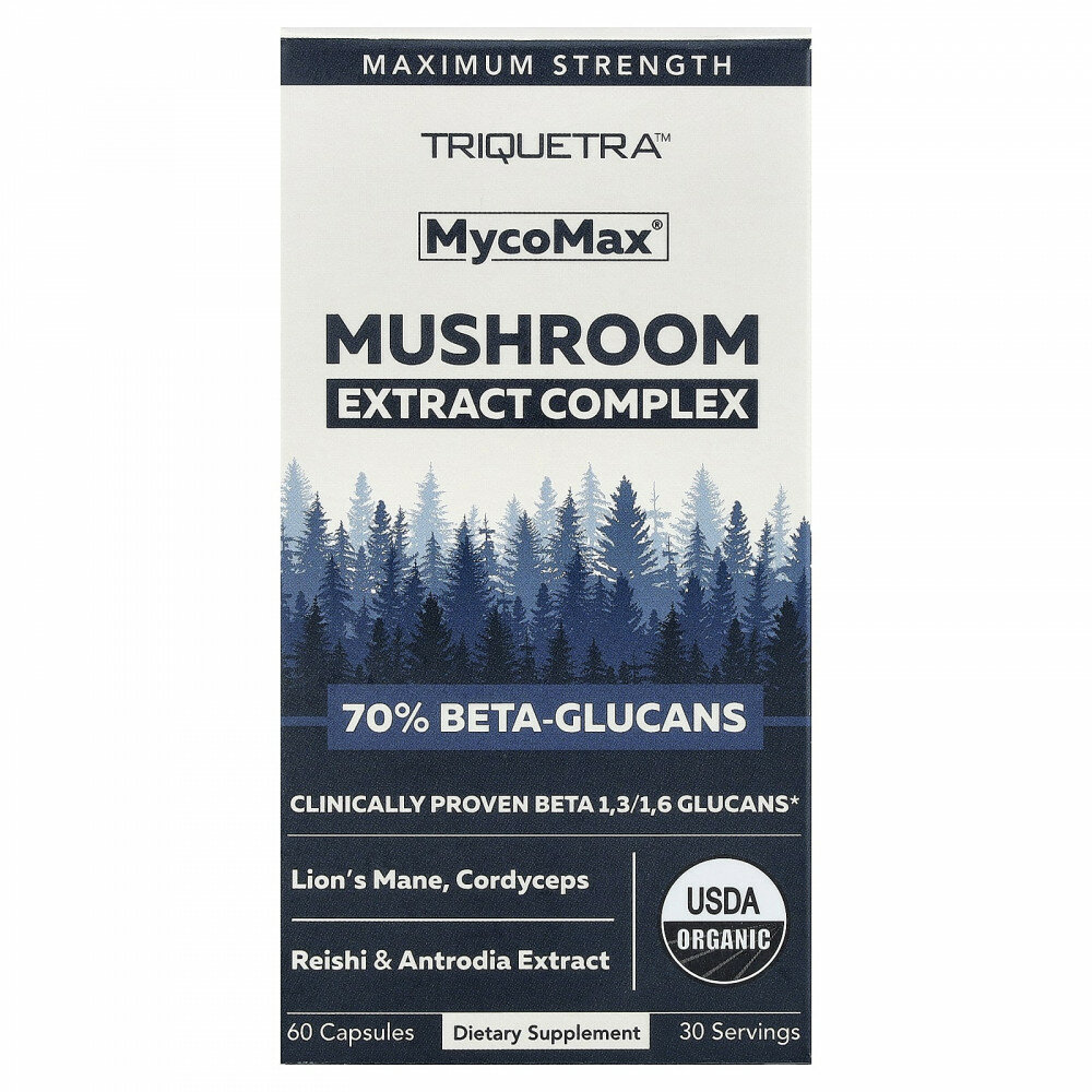 Triquetra Health, MycoMax®, комплекс экстрактов грибов, максимальная сила действия, 60 капсул