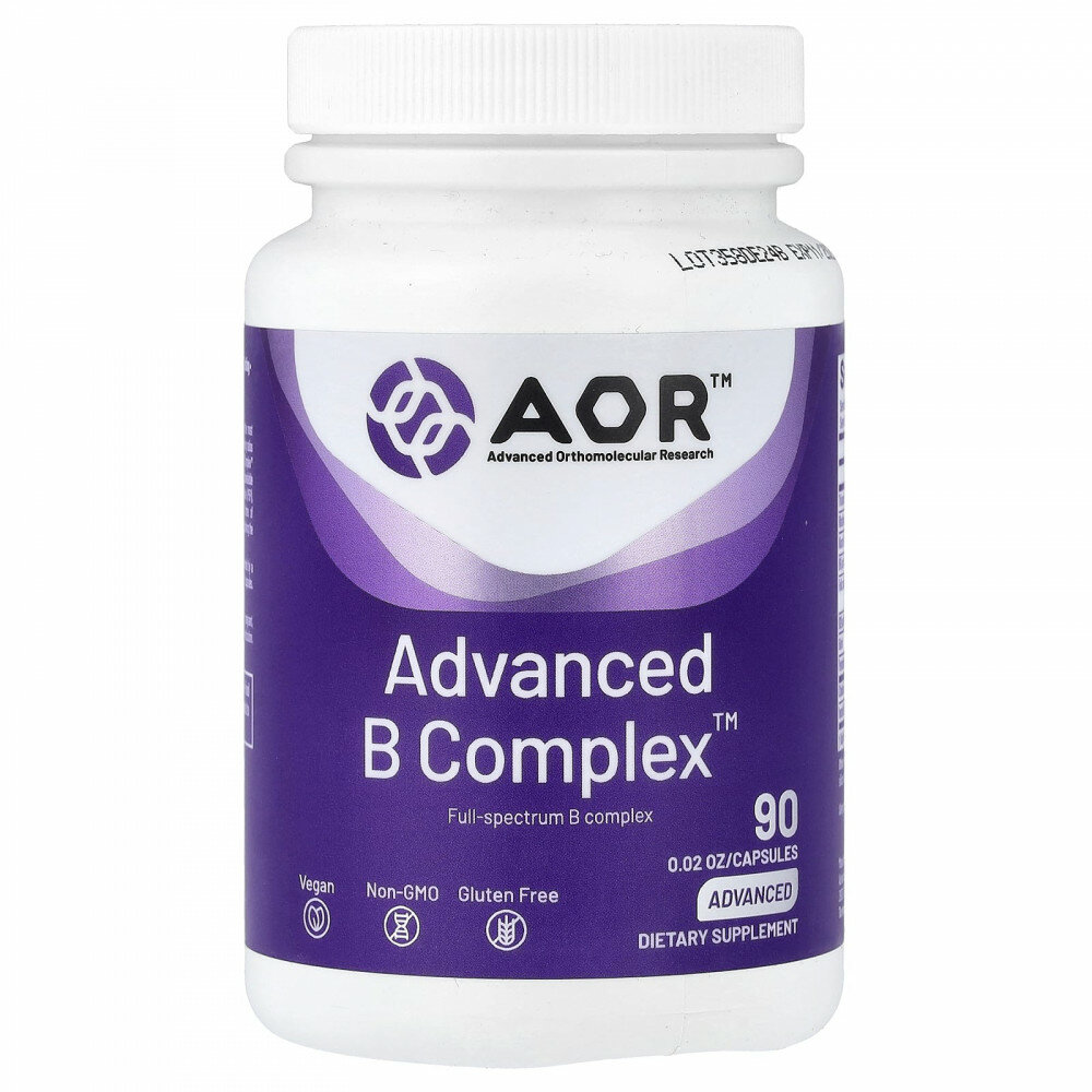Advanced Orthomolecular Research AOR, Advanced B Complex™, 90 капсул