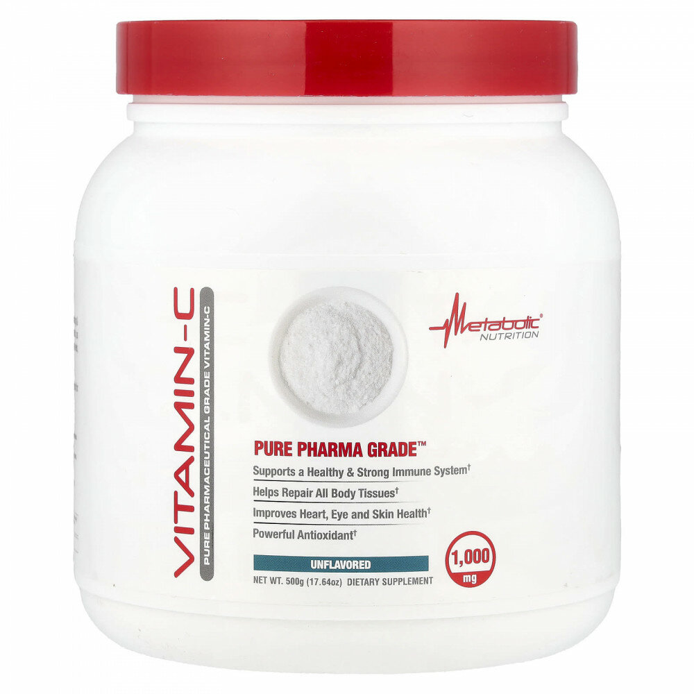 Metabolic Nutrition, Витамин C, без добавок, 500 г (17,64 унции)