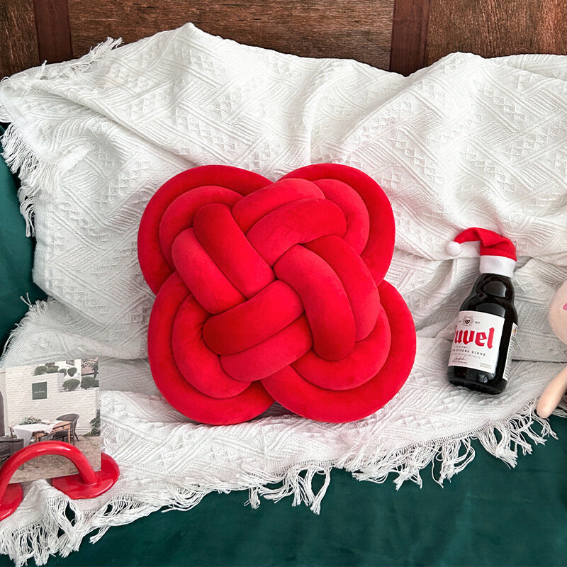 Трансграничная декоративная подушка Amazon из однотонной ткани с узлами, датская подушка с китайским узлом для дивана, кровати, эркера.