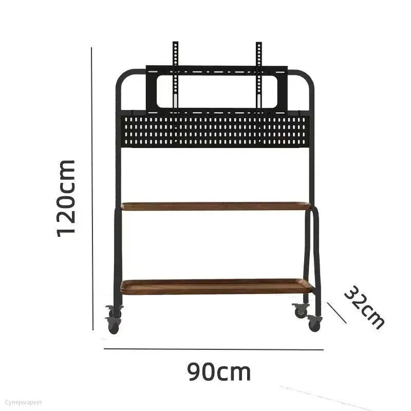 Стойка для телевизора 40"-75" с кронштейном на колесах , передвижная, Двойной слойG/2/21