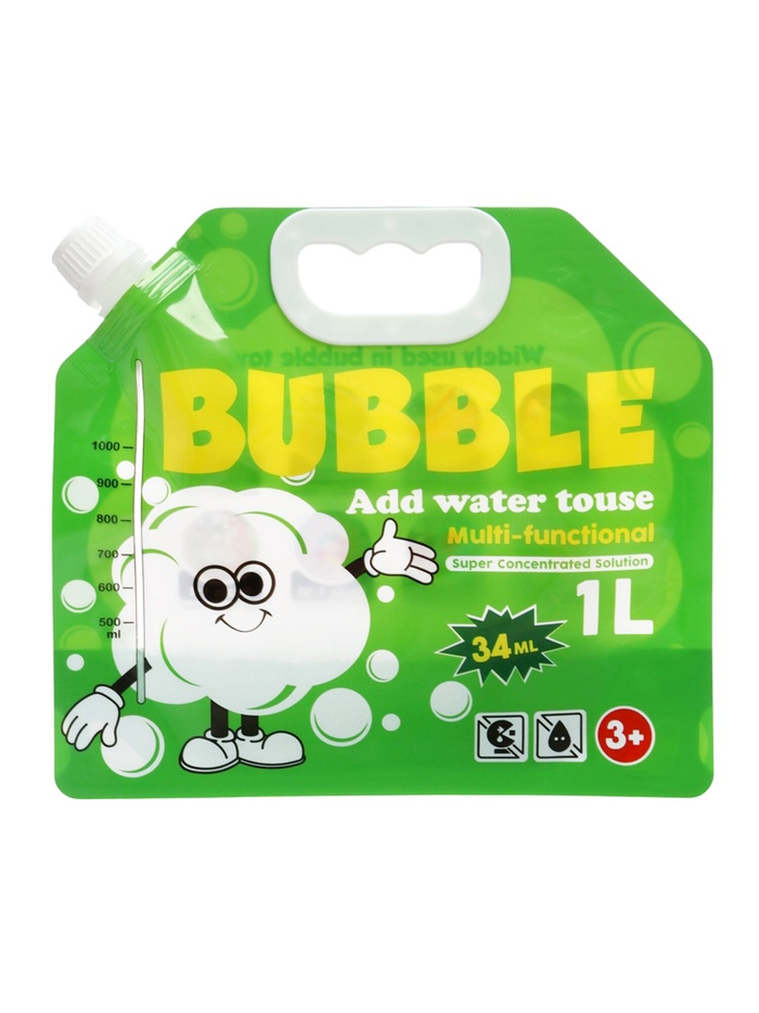 Мыльный раствор для пузырей 34 мл, концентрат разводится водой до 1 л