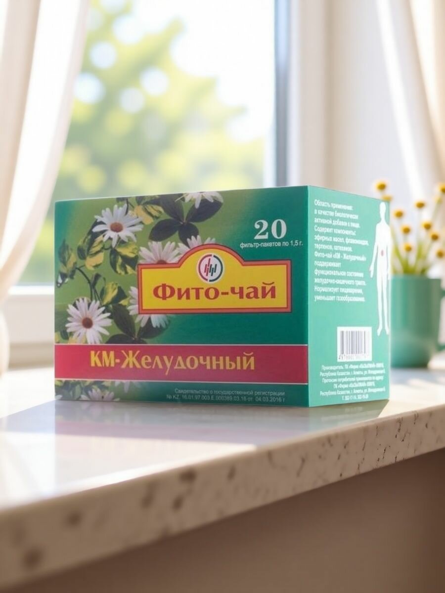 Фито-чай для желудка, пищеварения, ЖКТ, обмена веществ, уменьшения газообразования, Кызыл Май/Кызылмай, 20 фильтр-пакетиков