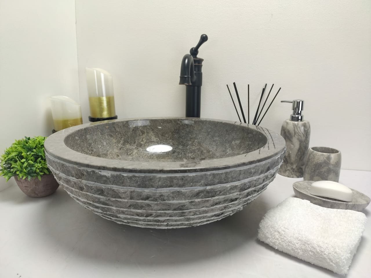 Раковина INDO-MARKET из натурального мрамора круглая 45х45х15 000910