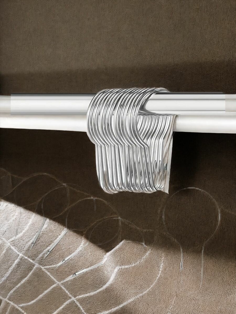 Крючки для штор металлические, кольца для карниза, держатели для занавесок, набор 30 шт, размер 70х38 мм, цвет серебристый