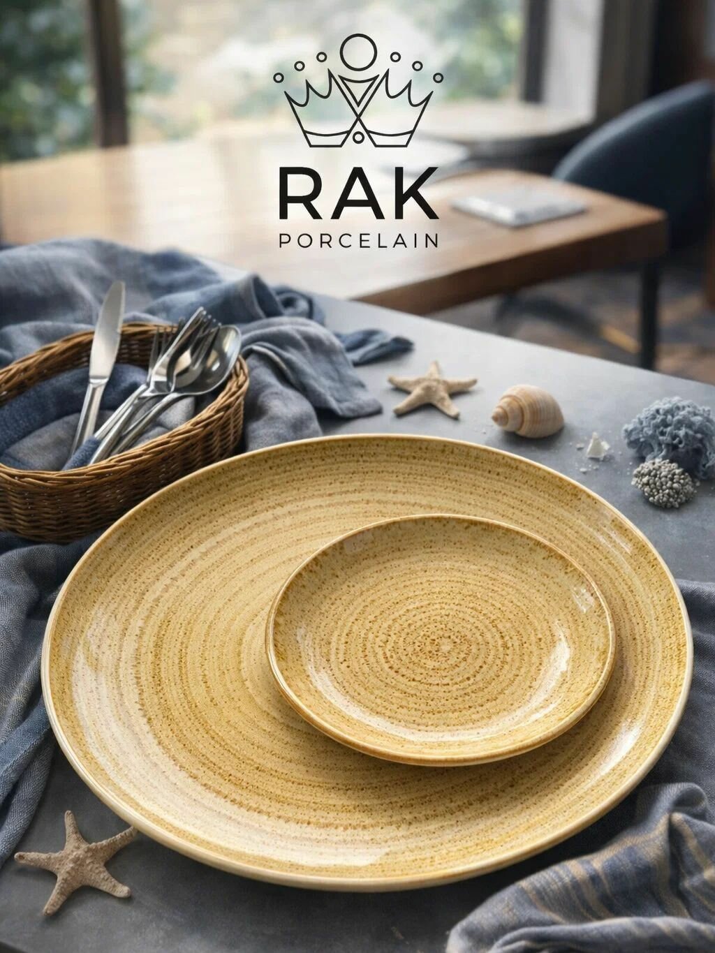 Набор тарелок 2 шт, 31 см, 15 см, бежевые RAK Porcelain Twirl. Ударопрочный, профессиональный фарфор премиум. ОАЭ