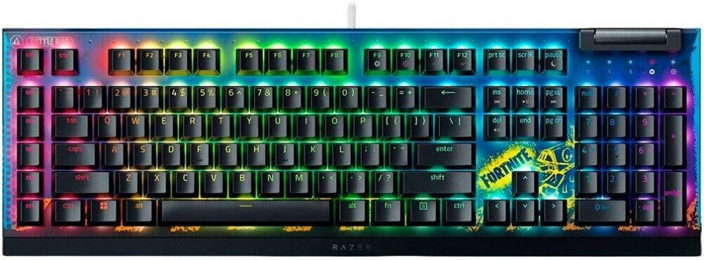 Razer Клавиатура Razer BlackWidow V4 X Fortnite Edition RZ03-04703600-R3M1, механическая, подсветка, черный (USB) (ret)