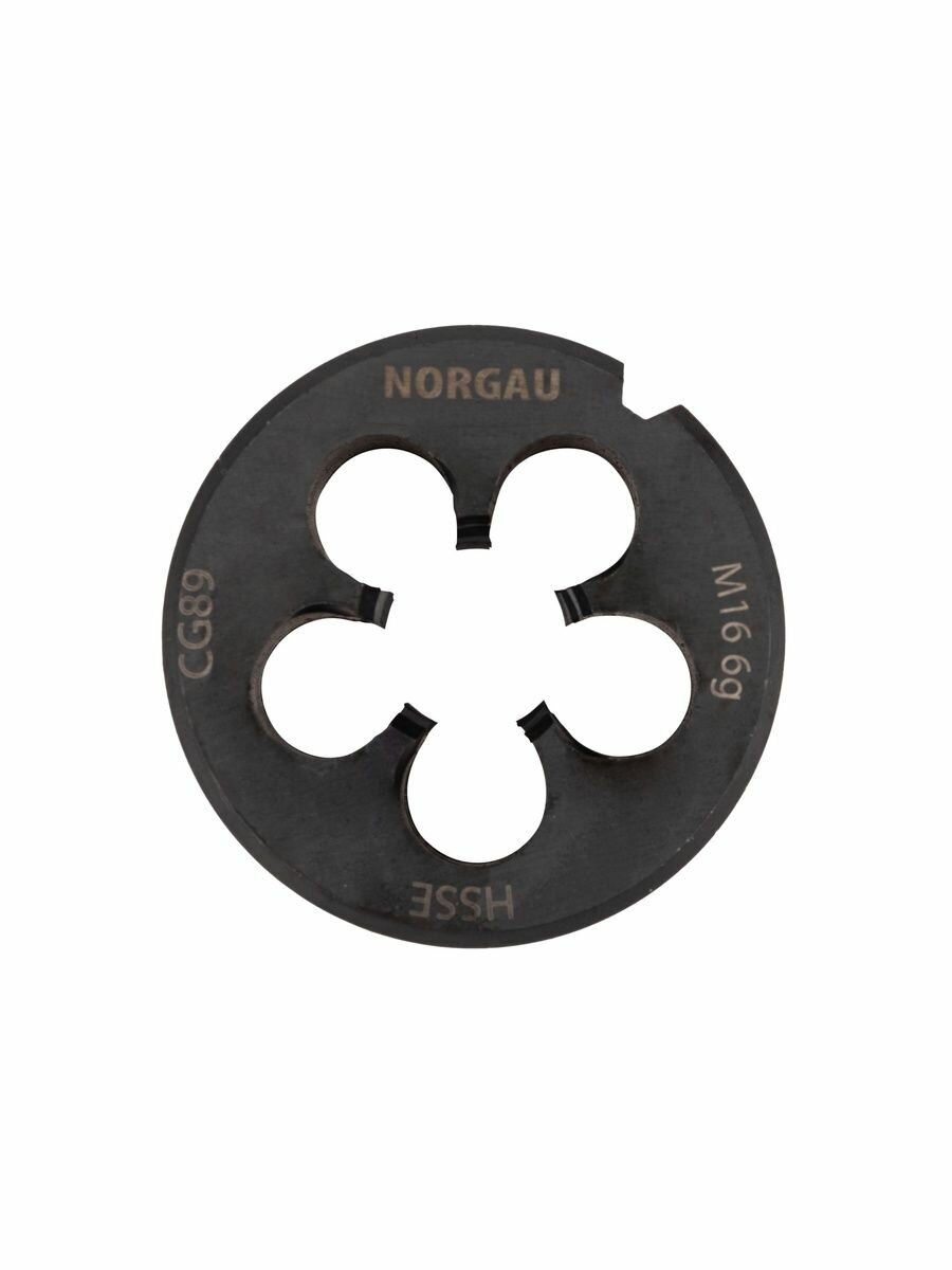 Плашка М16х2 мм по нержавеющим и жаропрочным сплавам NORGAU Industrial метрическая, для резьбы 60, по DIN223, HSS-Е/VAP (Co 5%), диаметр 45 мм