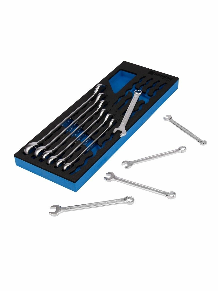 Набор ключей комбинированных NORGAU Industrial метрических из CrV стали, с внутренним 12-тигранным профилем, 11 предметов