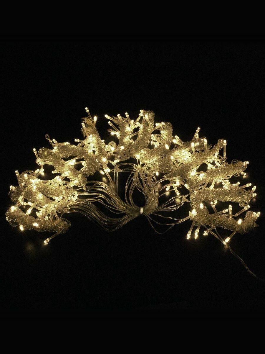 Электрогирлянда-занавес комнатная Золотая сказка Штора, 3х3 м, 196 LED, теплый белый свет, 220 V