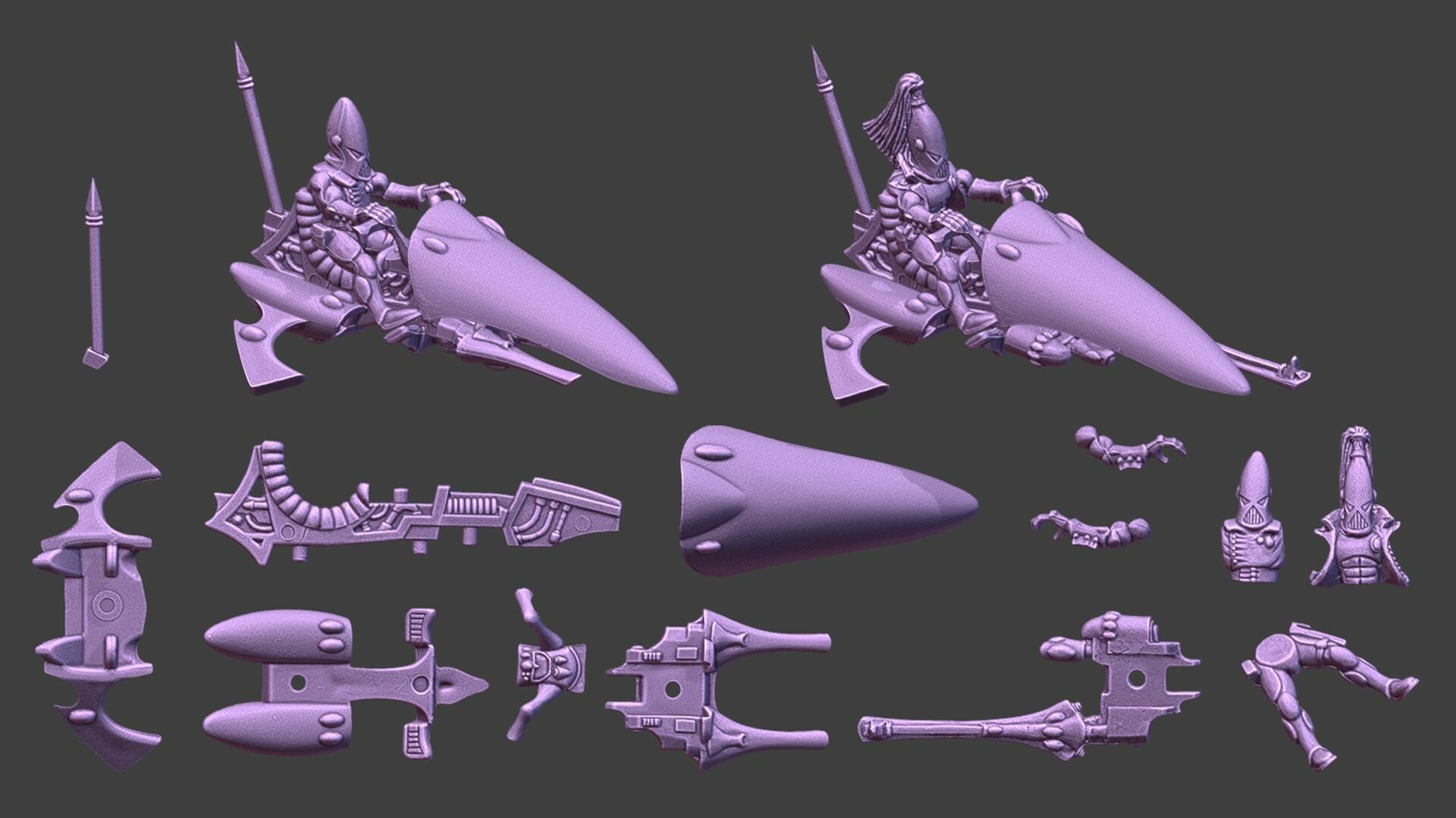 Eldar JetBike. Retro GrimDark. С подставками. Necromunda. Warhammer
