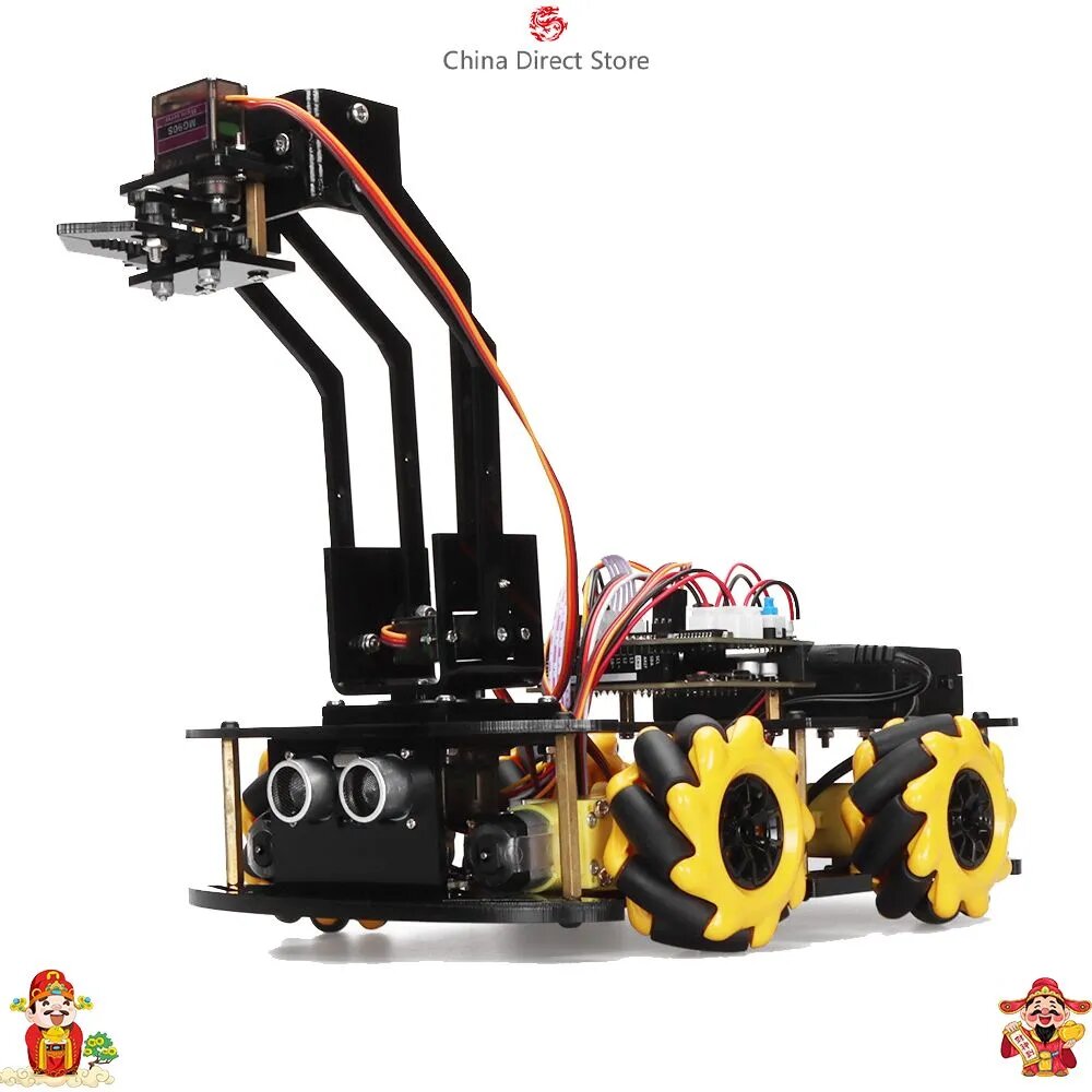 Arduino, интеллектуальное дистанционное управление колесом McNamara, ультразвуковое предотвращение препятствий и отслеживание их движения, комплект тележек для роботов-манипуляторов
