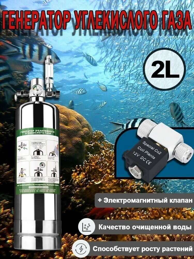 Генератор со2 для аквариума С электромагнитным клапаном 2L
