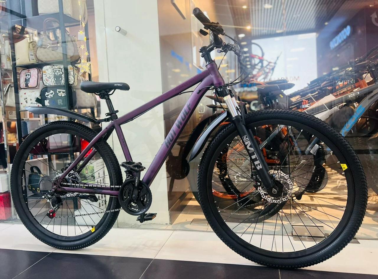 Велосипед горный скоростной HOT WOLF 340 24s 29 дюймов / взрослый, мужской и женский для прогулки / скоростной, спортивный велик фиолетовый