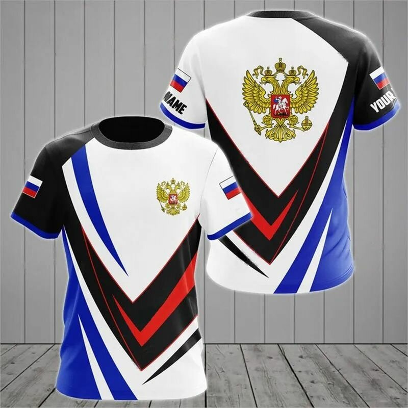 Мужская футболка Russia с гербом и флагом
