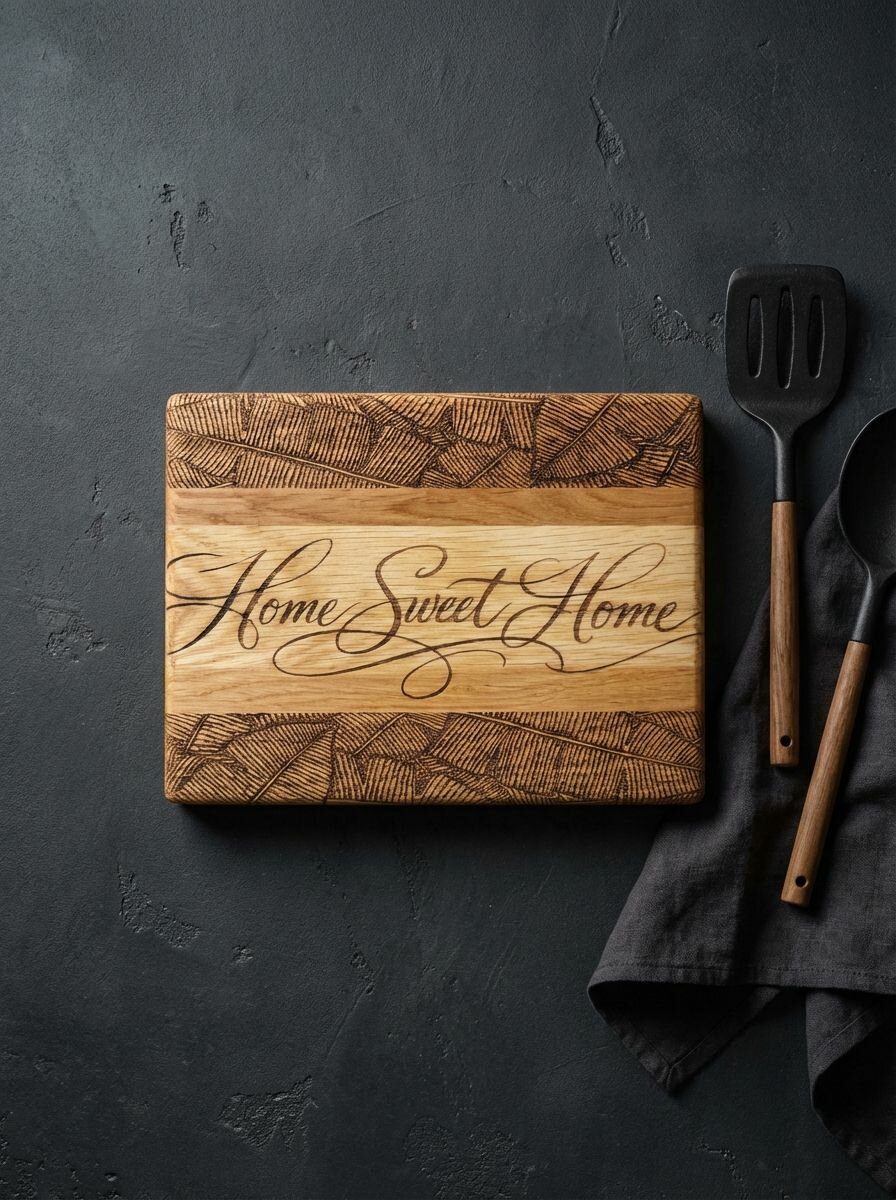 Доска из дуба с гравировкой Home Sweet Home