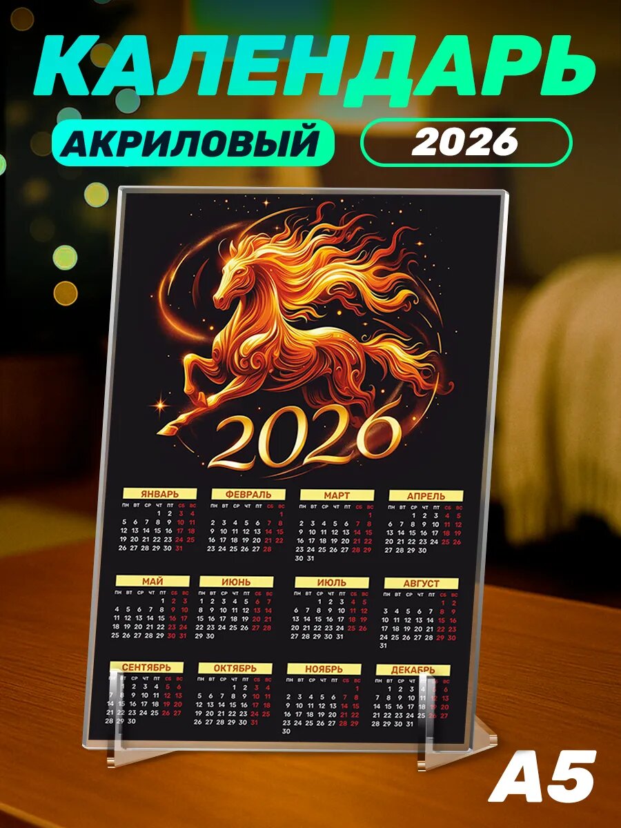 Календарь 2026 настольный Символ года Огненная лошадь