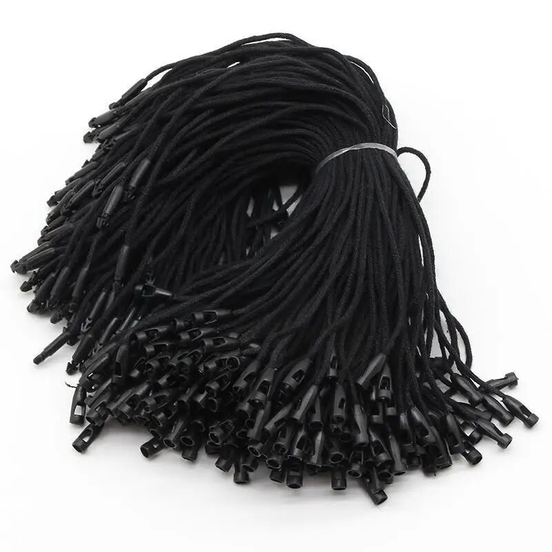 Хлопковые шнурки для бирок 1000 шт. Черный, Cotton Black