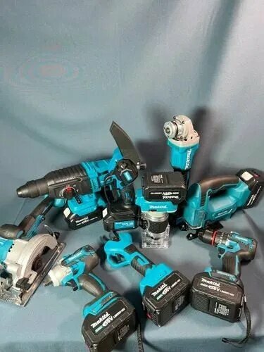 Набор инструментов аккумуляторных 9 в 1 УШМ, перфоратор гайковерт, шуруповерт фрезер, пила дисковая лобзик, секатор сучкорез в кейсе +2 АКБ 36V Макита