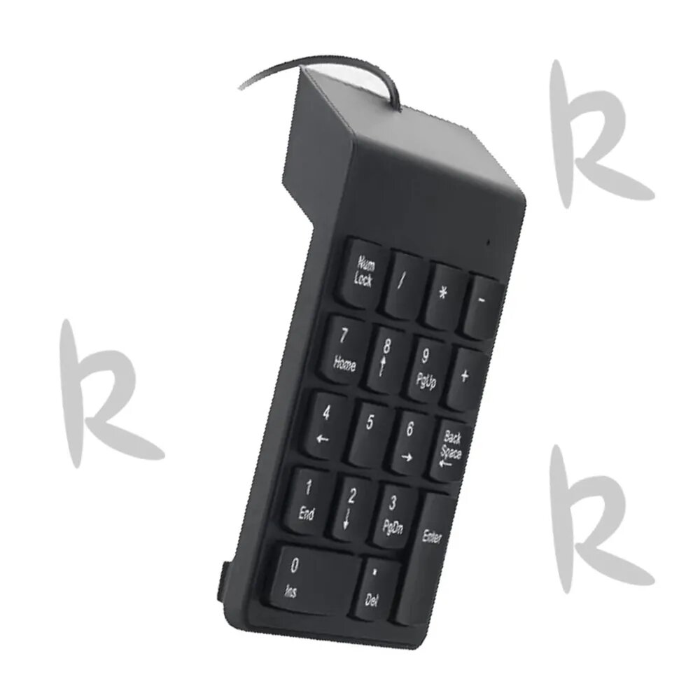 Клавиатура цифровая, USB, раскладка английская/русская (ANSI), для настольного компьютера, черная — фото 1
