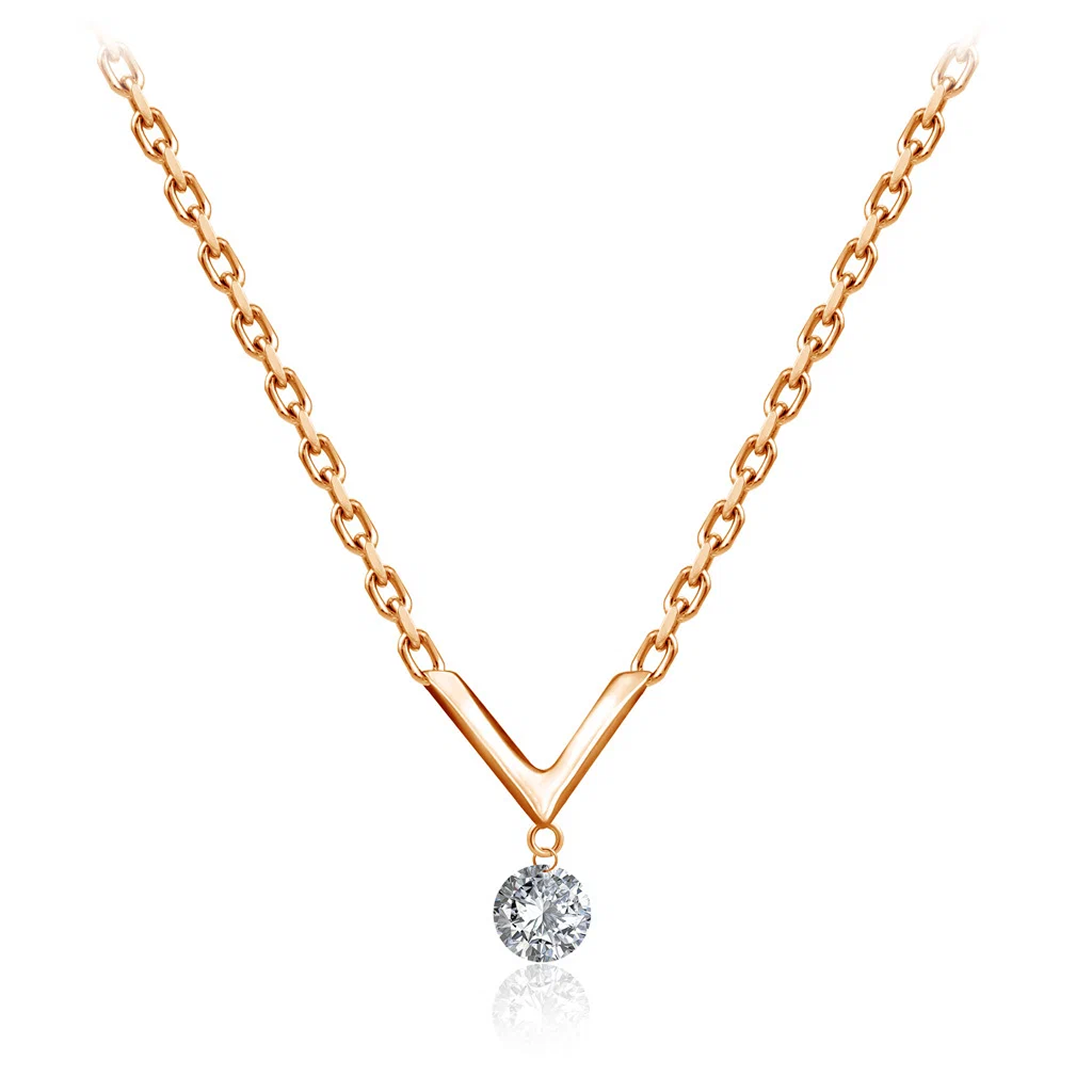 Колье, красное золото, 585 проба, бриллиант