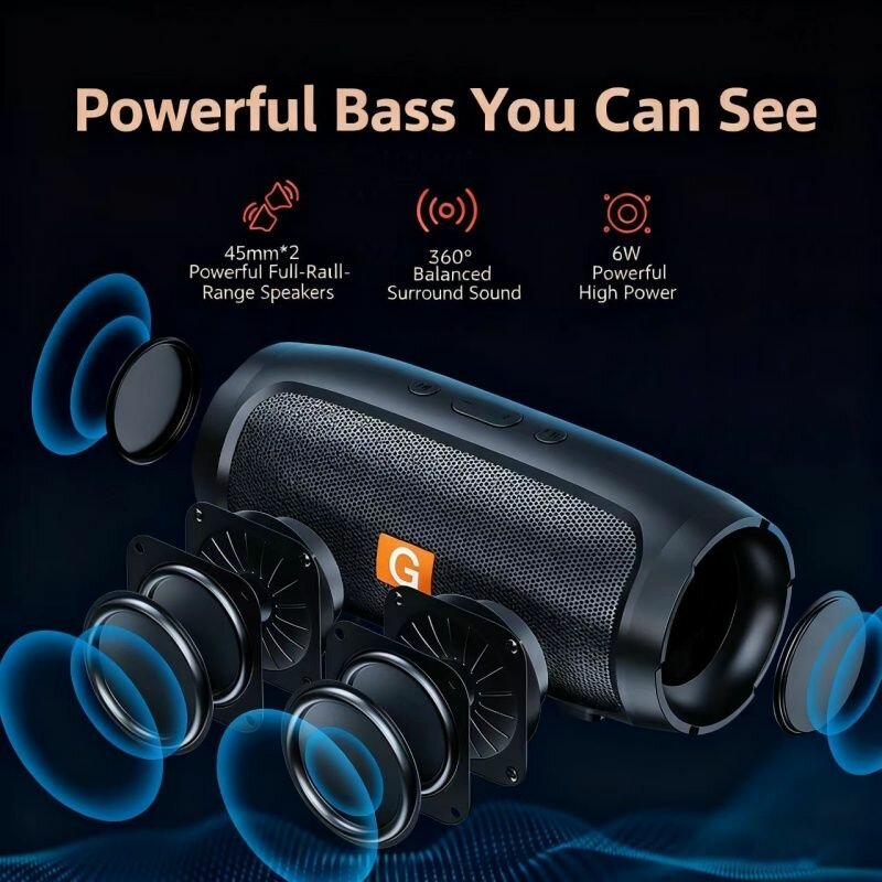 Беспроводная акустическая система с высоким качеством звука, мощным басом и двойными динамиками портативная для дома и улицы, с громким звучанием, настольного типа