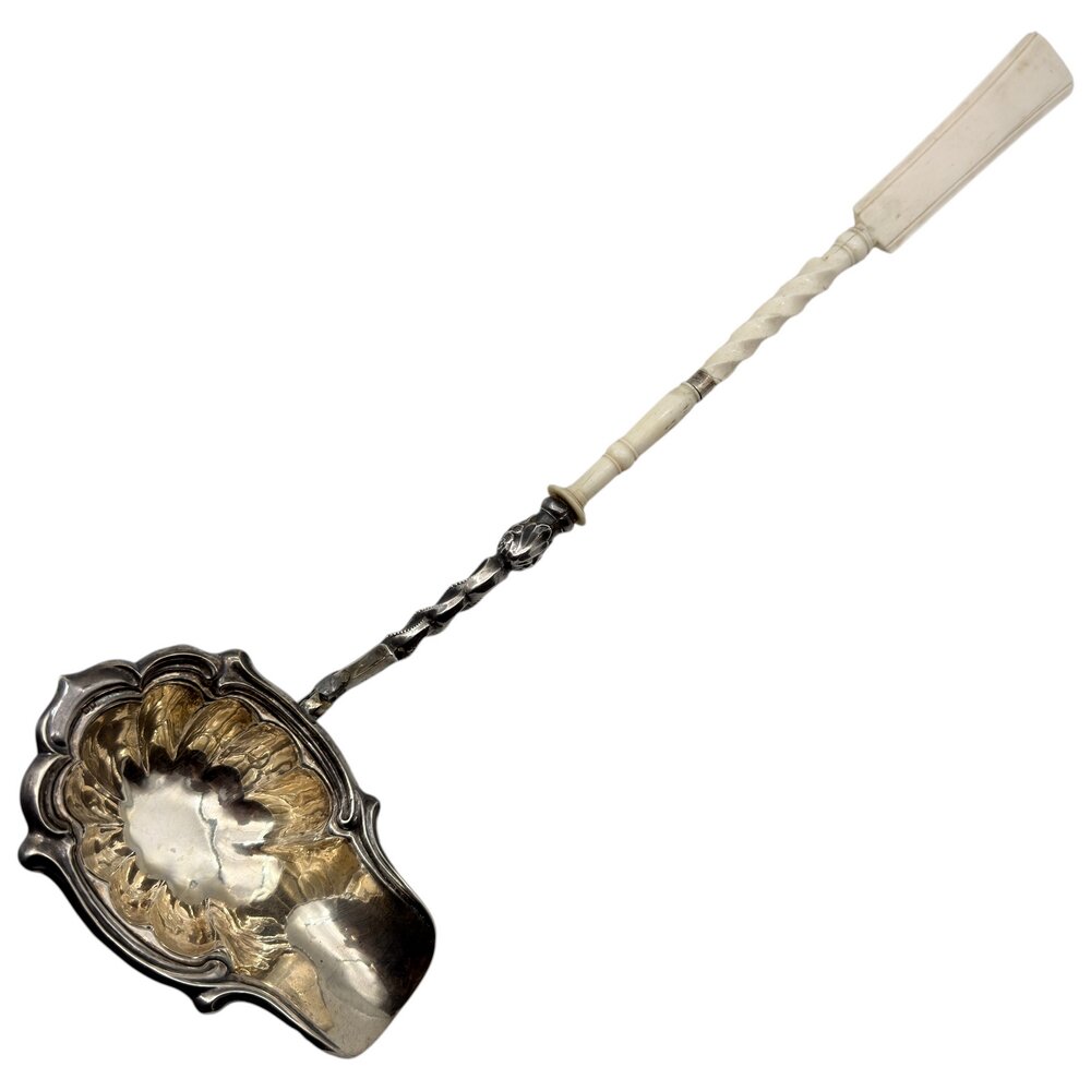 Половник для крюшона, 44 см, серебро 0.800, кость, 1881-1920 гг. Швейцария