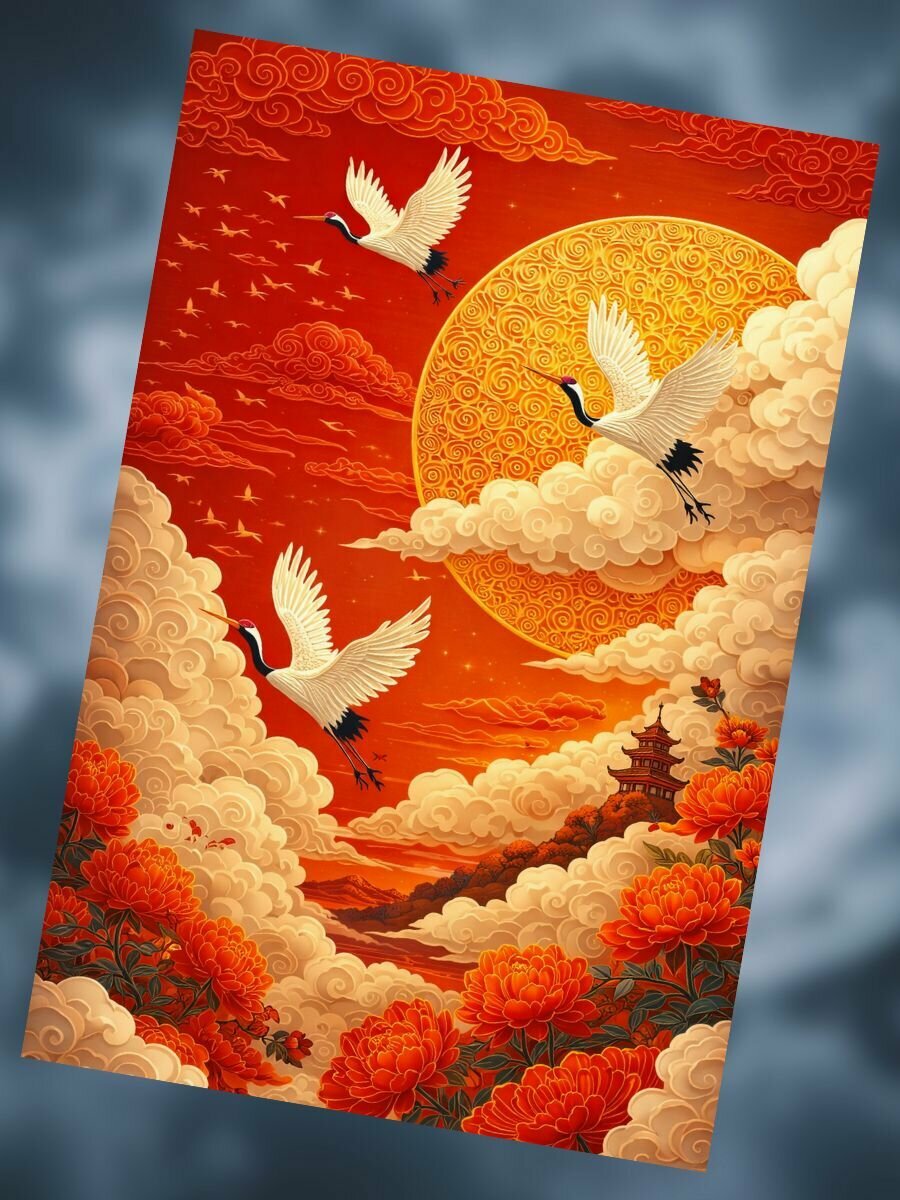 Постер "Восточные Журавли", 29.7х42см, А3, глянцевый