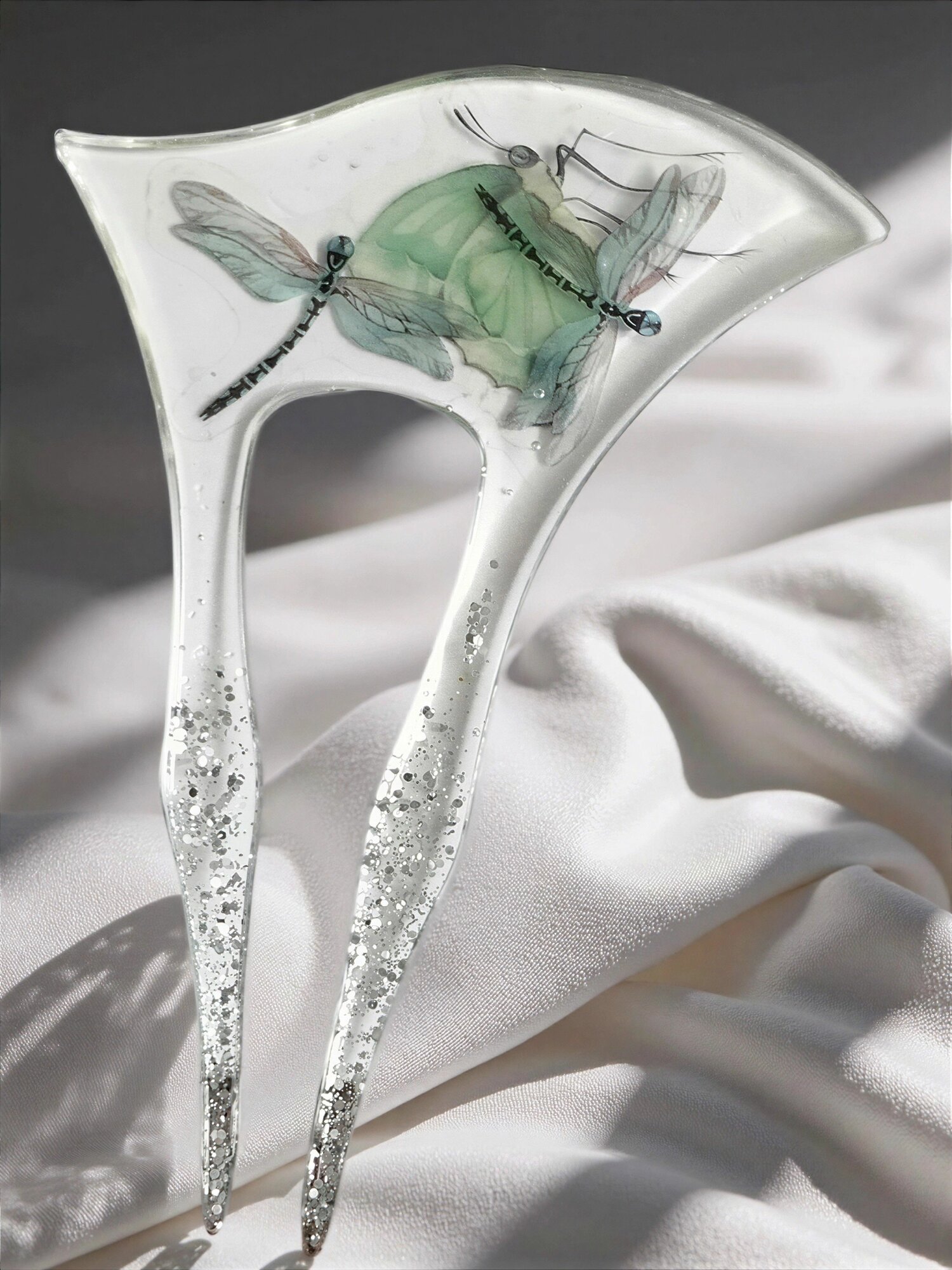 Заколка для волос Шпилька, женская, ручная работа, ювелирная смола