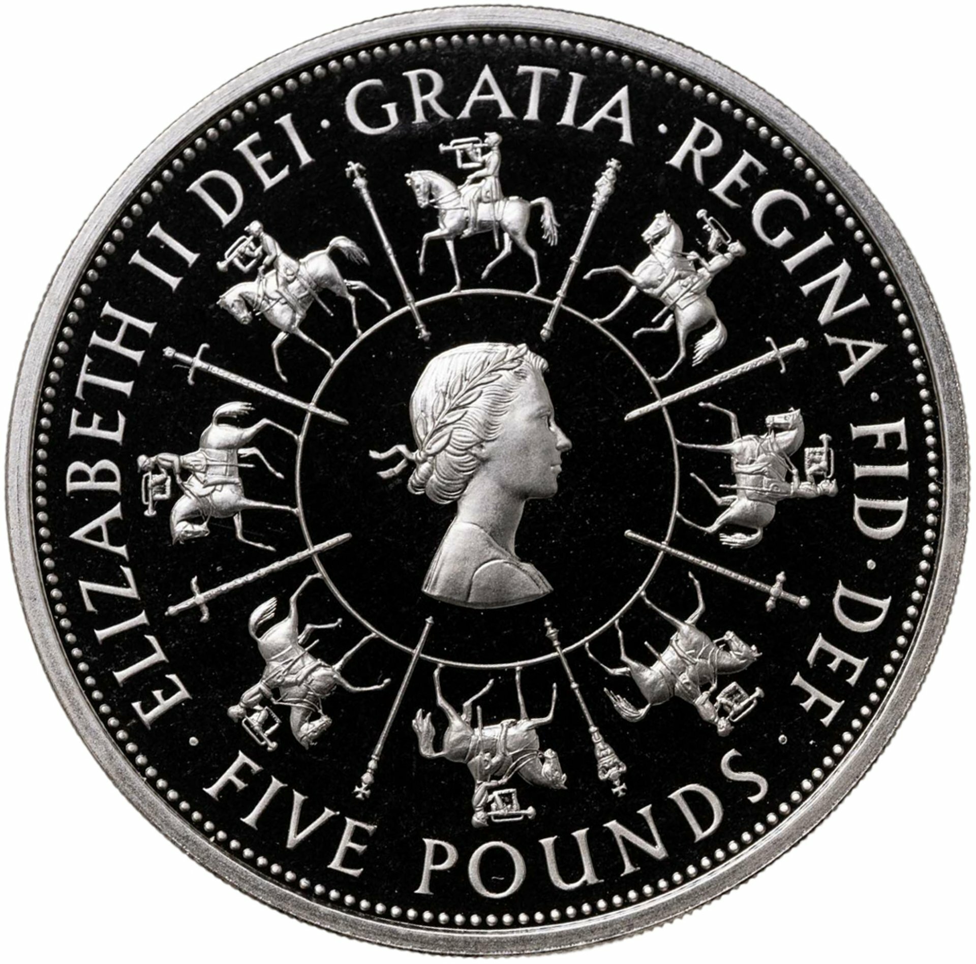 Великобритания 5 фунтов 1993 "40 лет правления Елизаветы II", Мельхиор медь-никель, в сохранности Proof