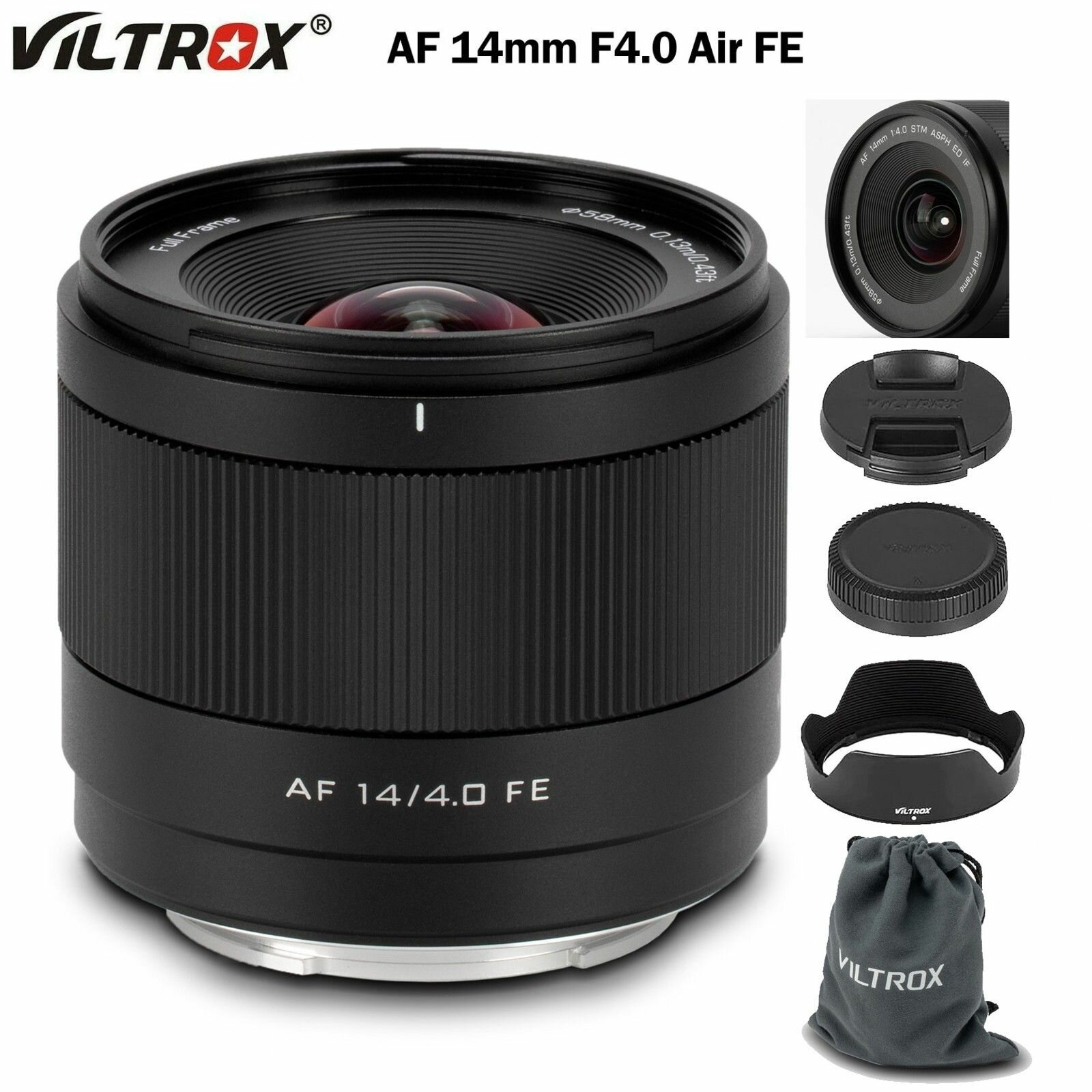 Объектив VILTROX 14 мм F4.0 с креплением FE для Sony, полнокадровый сверхширокоугольный объектив с автофокусом и фиксированным фокусным расстоянием для камер Sony с креплением E