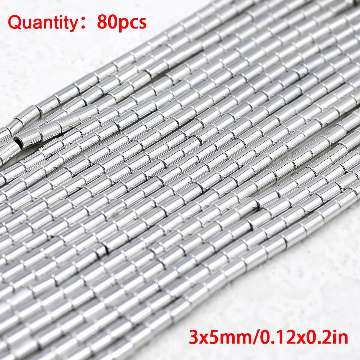 4-9 мм белая золотая прямая трубка из натурального гематита, позолоченная прокладка, свободные бусины для изготовления ювелирных изделий, браслет, аксессуары «сделай сам»