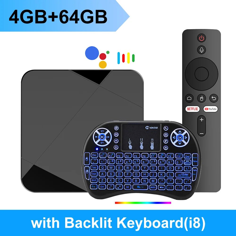 Tanix TX5 Smart TV Box Android 14 2/16 ГБ 4K Европейская вилка (EU Plug), 4GB 64GB Backlit i8