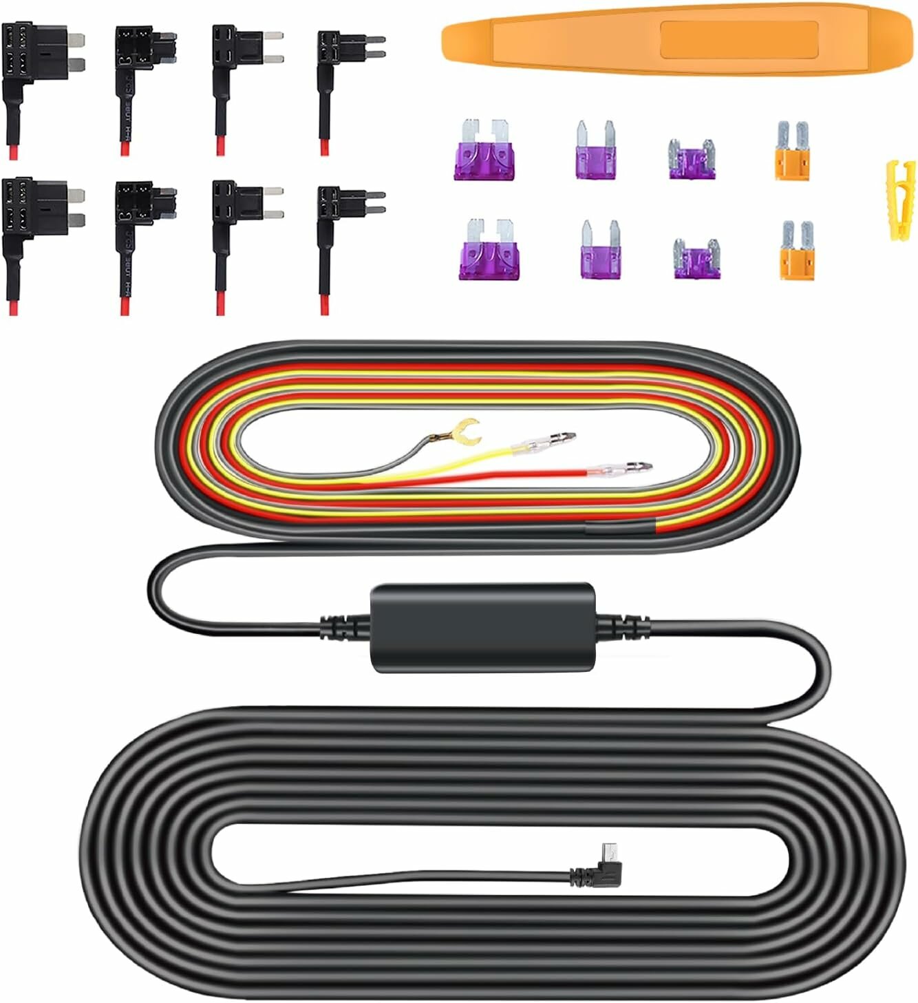 Комплект проводов для видеорегистратора Mini USB для Q3, комплект проводов с предохранителем для видеорегистратора с пре