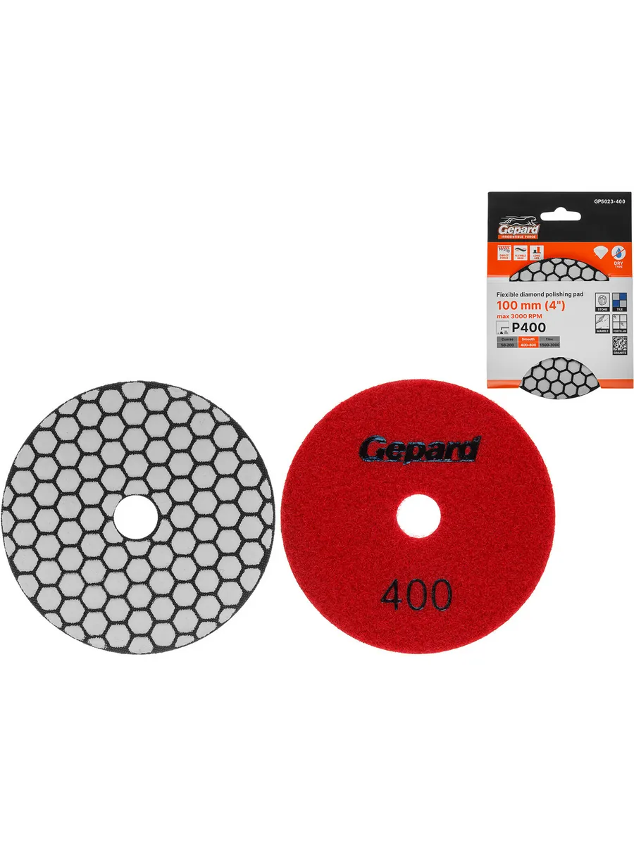 Шлифовальный круг алмазный гибкий (черепашка) d 100 мм P400 GEPARD (GP5023-400)