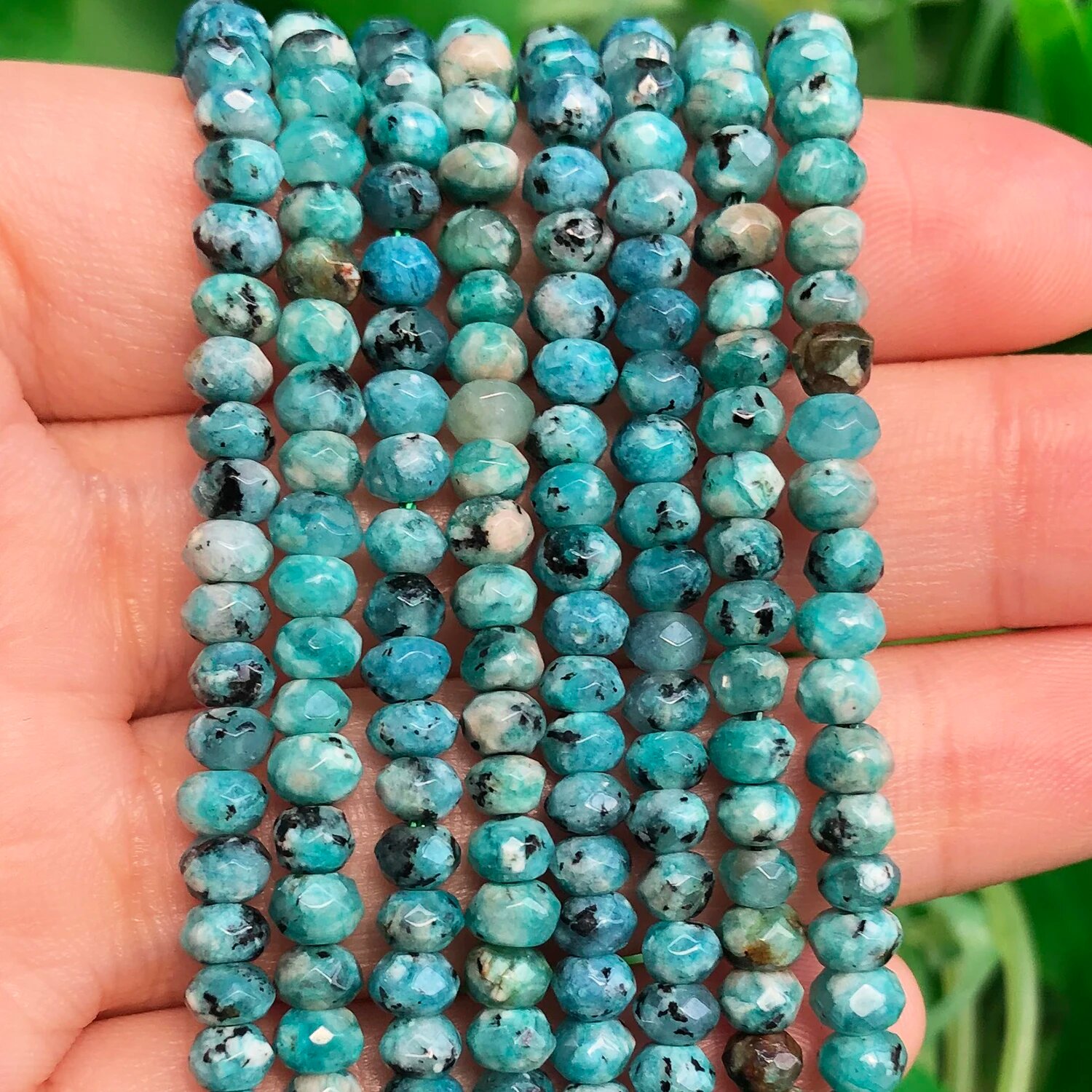 Натуральные камни бусины 3x5 мм рубины аквамарины сапфиры xilitata Lake Blue Dot Japser