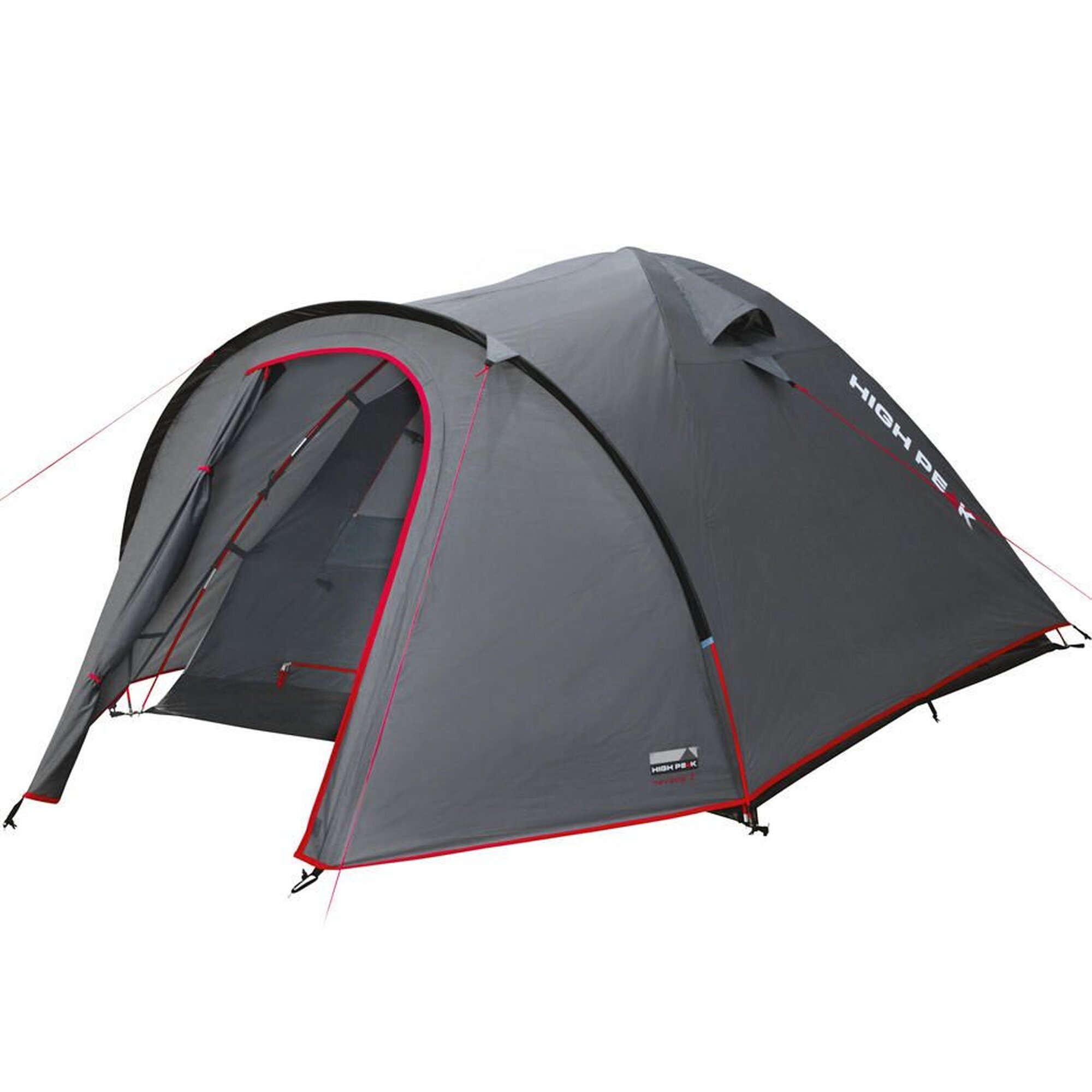 Палатка туристическая High Peak Nevada 4 серо-красная, Decathlon, Цвет: Темно-серый, Размер: 4 человека