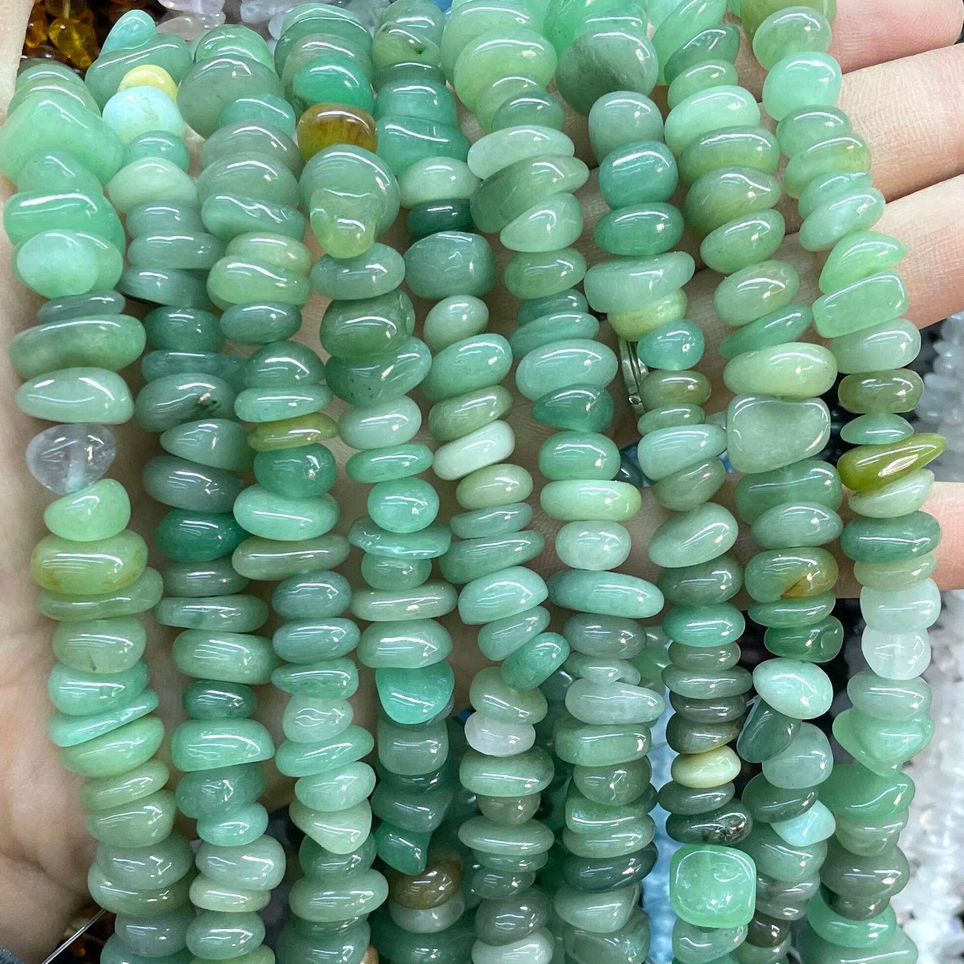 Бусины из натурального камня SYSRXLR Изумрудный, Green Aventurine